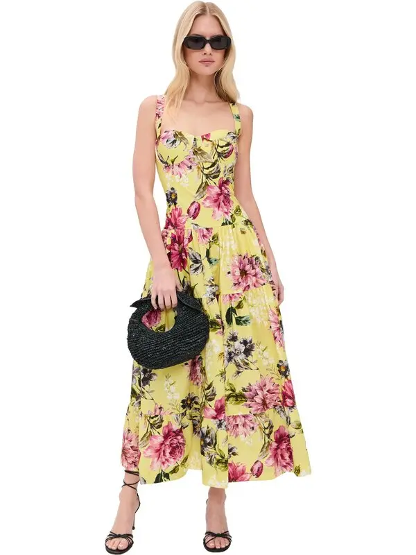 Cara Cara Santiago Midi Dress - Margaux Bloom Lemon