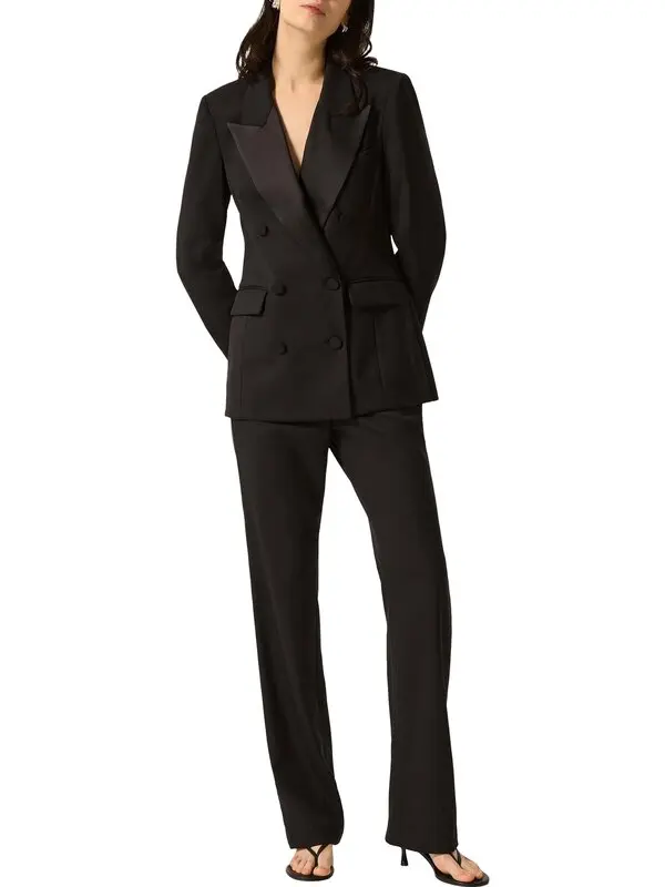 ARGENT Seasonless Wool Silk-lapel Tuxedo Blazer - Black