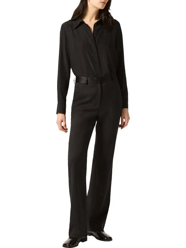ARGENT Seasonless Wool Silk-trim Tuxedo Trousers - Black