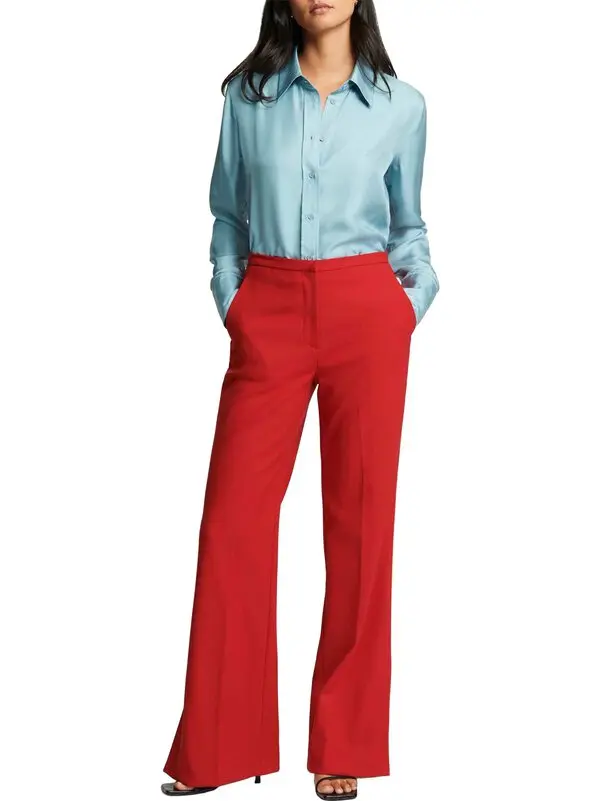 ARGENT Prince Heavy Wool Twill Creased Trousers - Red