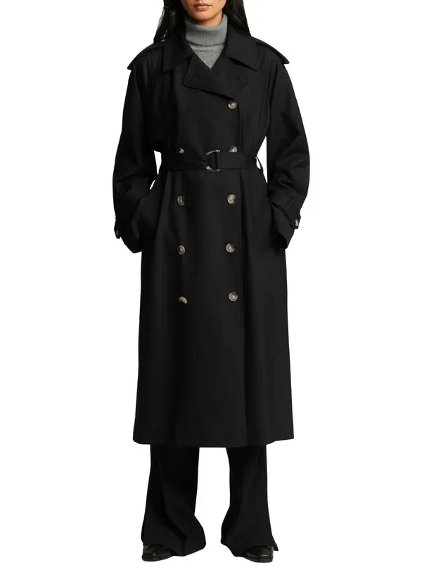 ARGENT Classic Seasonless Wool Trench Coat - Black