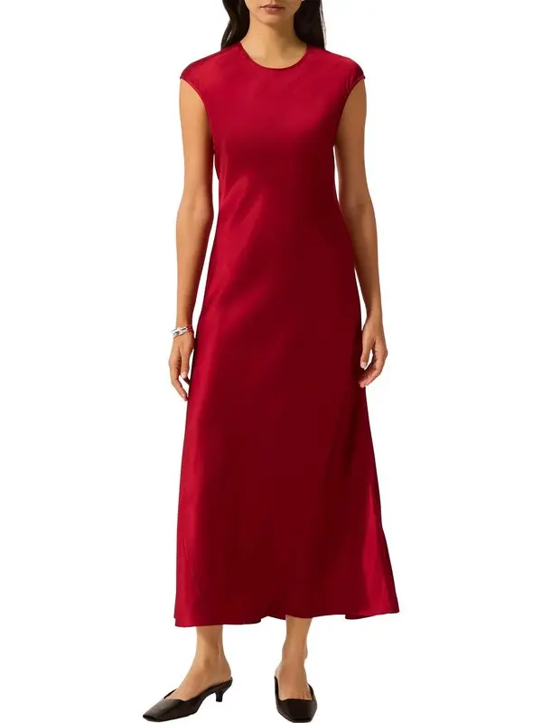 ARGENT Silk Charmeuse Bias-cut Slip Dress - Red