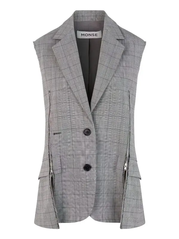 Monse Zipper Tailored Vest - Grey