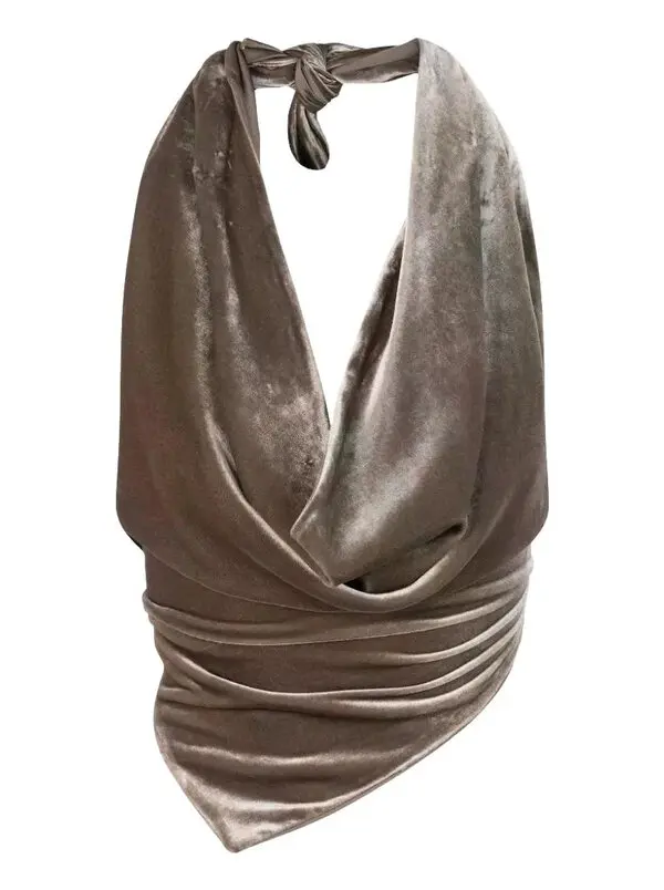 Monse Draped Halter Top - Brown