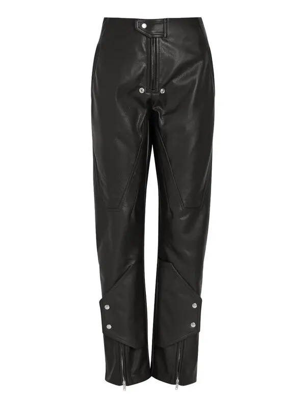 Rick Owens Panelled Leather Moto Trousers - Black