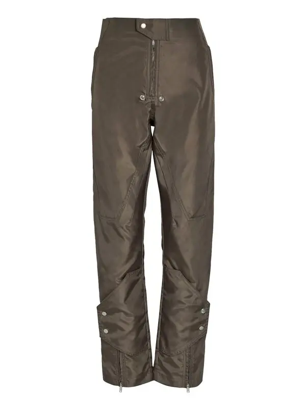 Rick Owens Panelled Leather Moto Trousers - Grey