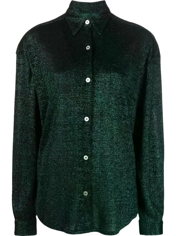 JEAN PAUL GAULTIER 1980s Lamé-effect Button-up Shirt - Green