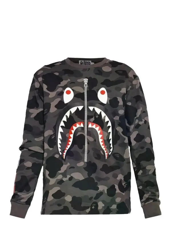 A BATHING APE Camouflage-print Shark T-shirt - Black