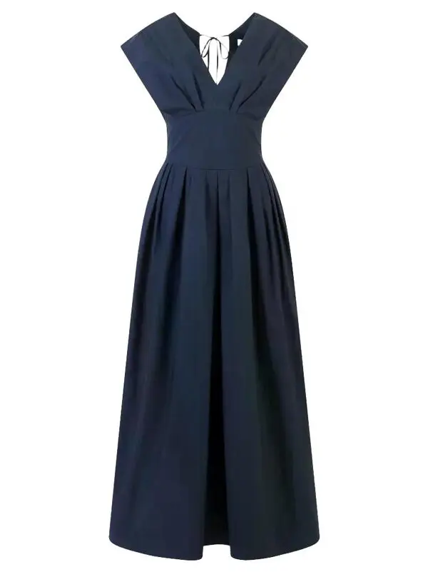 Rosie Assoulin V-neck Pleated Midi Dress - Blue