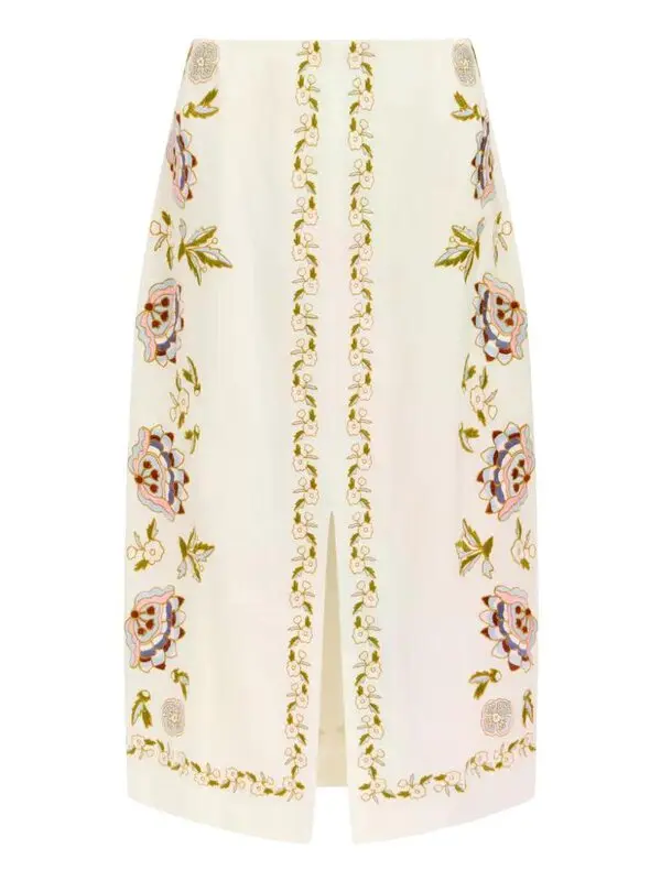 MARIE OLIVER Meara Floral-print Slit Skirt - Neutrals