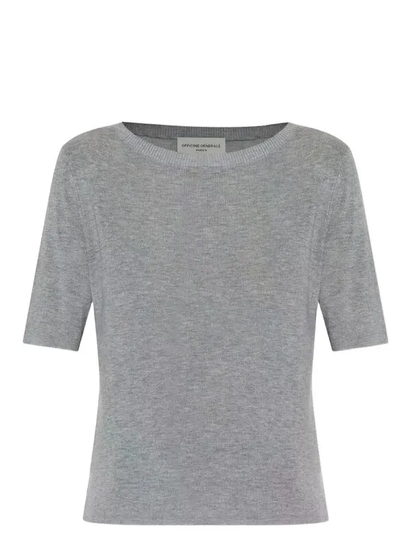 Officine Générale Ribbed Round Neck T-shirt - Grey