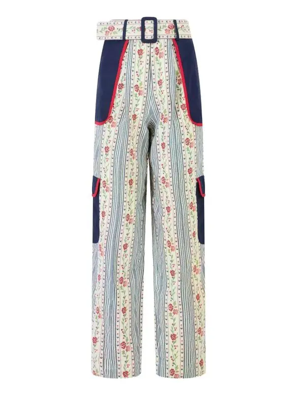 Rosie Assoulin Floral Stripe Pockets Trousers - Neutrals