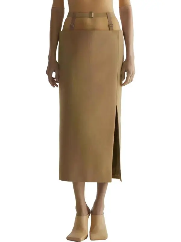MUGLER Midi Suspended Skirt - Brown