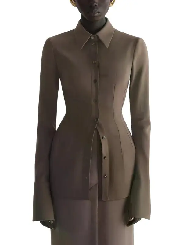 MUGLER Seam-embellished Shirt - Brown