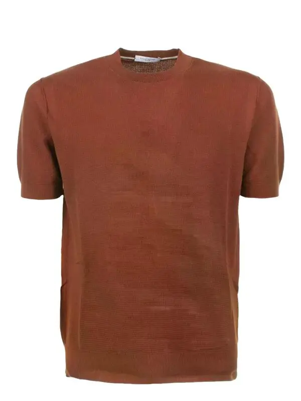 PAOLO PECORA Textured T-shirt - Brown