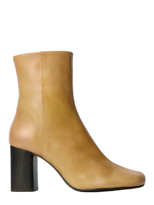 LEMAIRE Anatomical Stitching Leather Boots With Block Heel - Neutrals