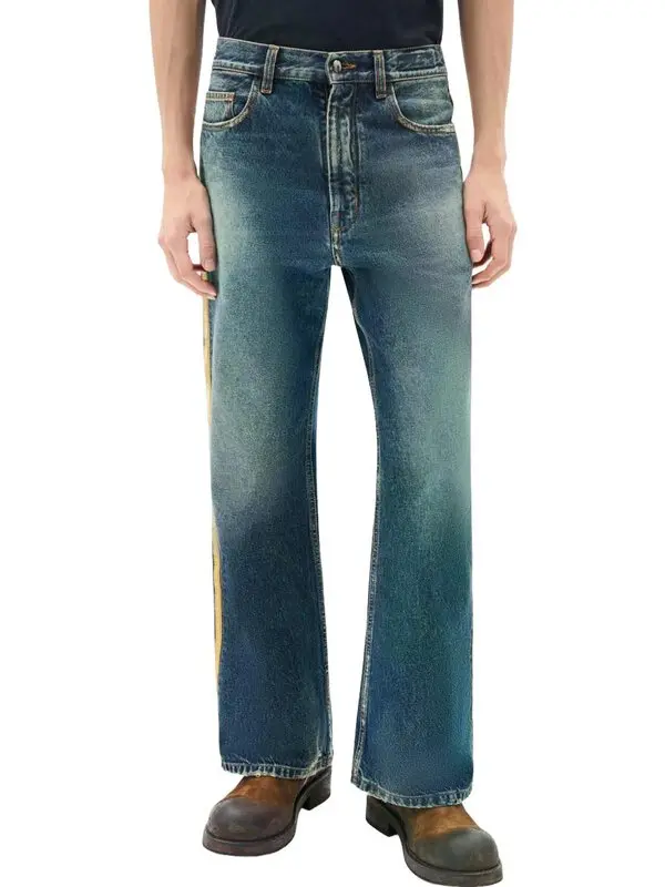 ANN DEMEULEMEESTER Alarik Stonewashed Stripe Trousers - Blue