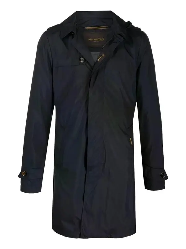 MOORER Hooded Button Trench Coat - Blue
