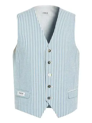 BERNA Tailored Striped Vest - Blue