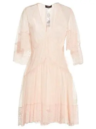 TWINSET Mini Dress In Light Polyester With Cape Effect - Pink