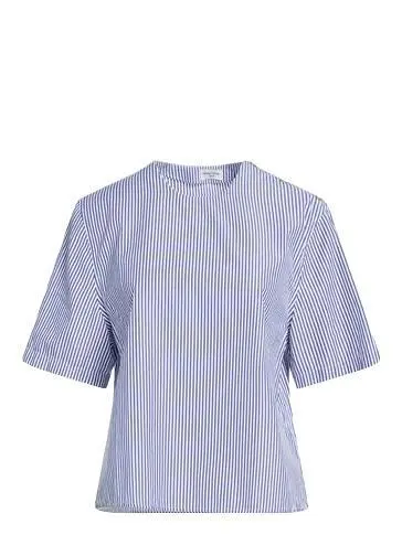 Officine Générale Striped Poplin Top - Blue