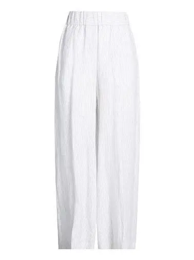 Peserico Wide-leg Pinstriped Linen Pants - Off White