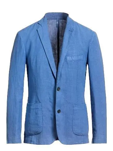 120% Lino Linen Single-breasted Blazer - Azure
