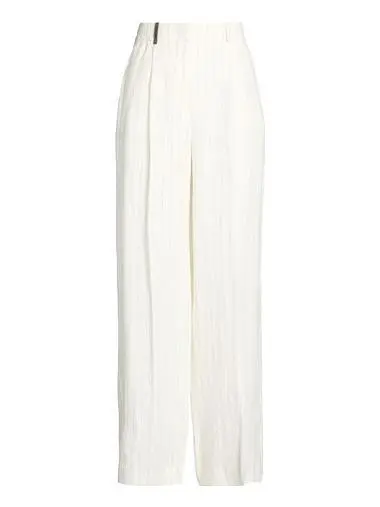 Peserico Wide-leg Striped Linen Pants - White