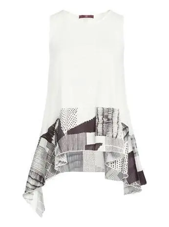 High Asymmetric Hem Top - White