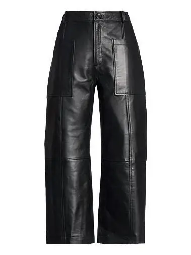 Bolongaro Trevor Sheepskin Leather Wide Leg Pants - Black