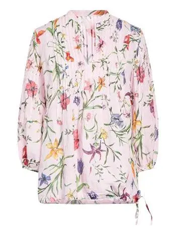 120% Lino Floral-print Linen Top - Pink