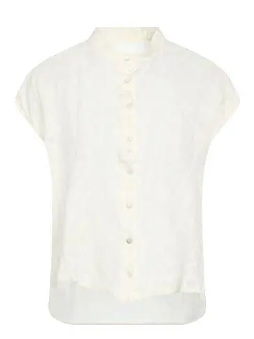 120% Lino Linen Shirt With Lace Detail - White
