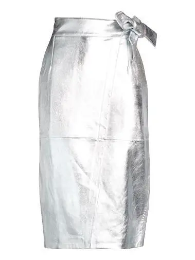 Ba&sh Midi Lambskin Wrap Skirt - Silver