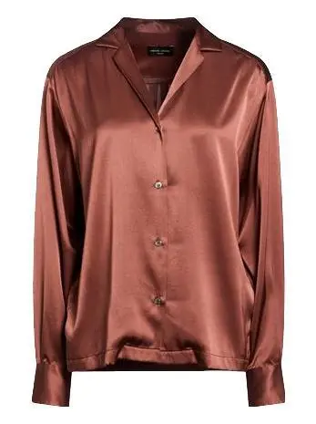 ROBERTO COLLINA Satin Button Up Shirt - Brown