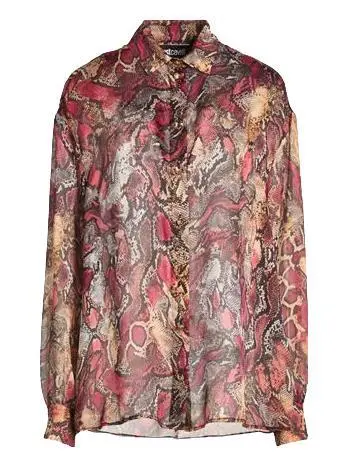 Just Cavalli Snakeskin Print Organza Shirt - Red