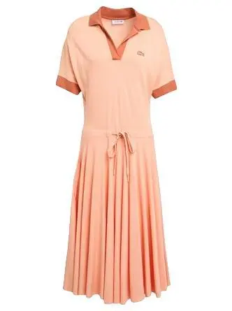 Lacoste Midi Dress In Lyocell, Cotton And Elastane - Orange