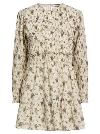 Antik Batik Bohemian Floral Print Cotton Mini Dress - Grey