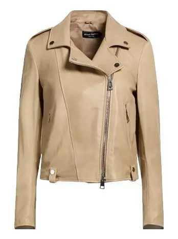 STREET LEATHERS Leather Biker Jacket - Beige