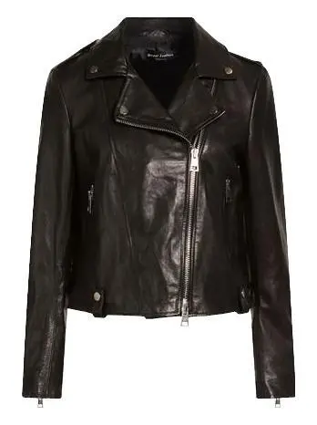 STREET LEATHERS Leather Biker Jacket - Black