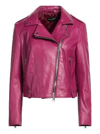 STREET LEATHERS Leather Biker Jacket - Magenta