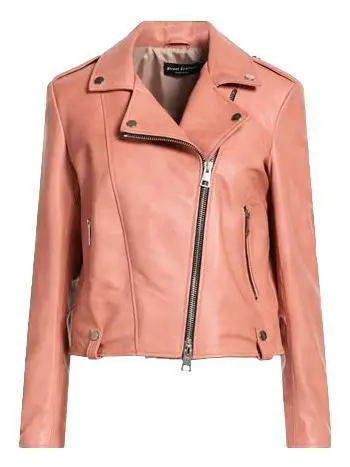 STREET LEATHERS Leather Biker Jacket - Salmon Pink