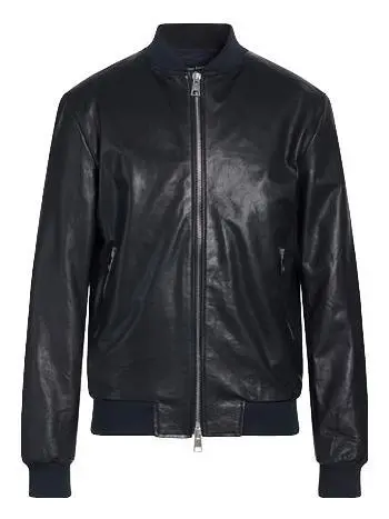 STREET LEATHERS Leather Bomber Jacket - Blue