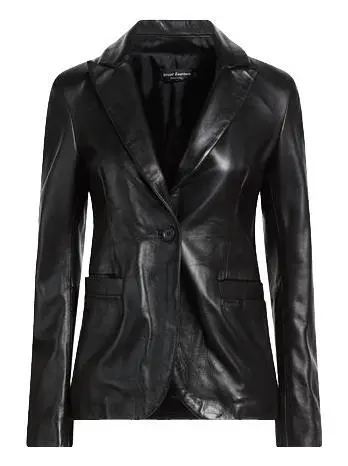 STREET LEATHERS Leather Single-breasted Blazer - Black