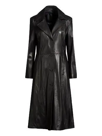 STREET LEATHERS Leather Overcoat - Black