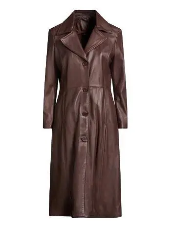 STREET LEATHERS Leather Overcoat - Brown