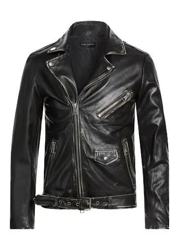STREET LEATHERS Leather Biker Jacket - Black