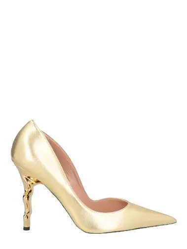 Moschino Pebbled Leather Pumps - Gold