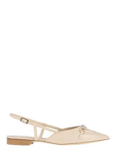BALDININI Leather Slingback Ballet Flats - Beige