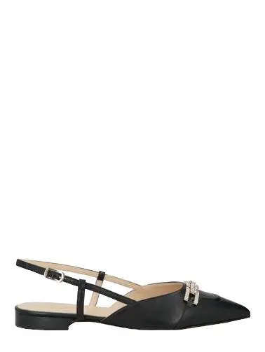 BALDININI Leather Slingback Ballet Flats - Black