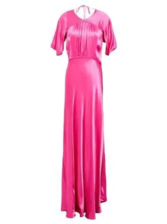 SOLOTRE Maxi Flared Dress - Pink